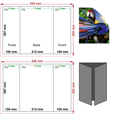 Faltblätter A3 auf A4, 2-Bruch-Fensterfalz - 250g, 210x297mm 4/4-farbig ...