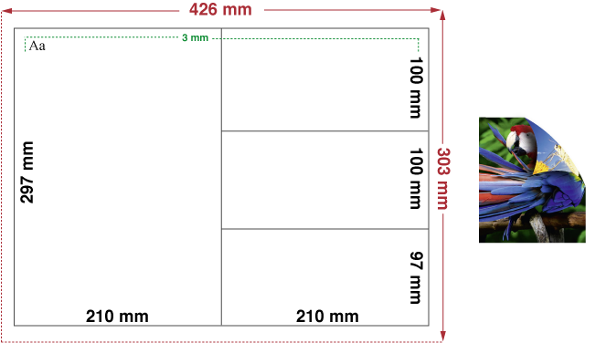 Faltblätter A3 auf A4 auf DIN Lang Wickelfalz - 135g, 99x210mm 4/4 ...